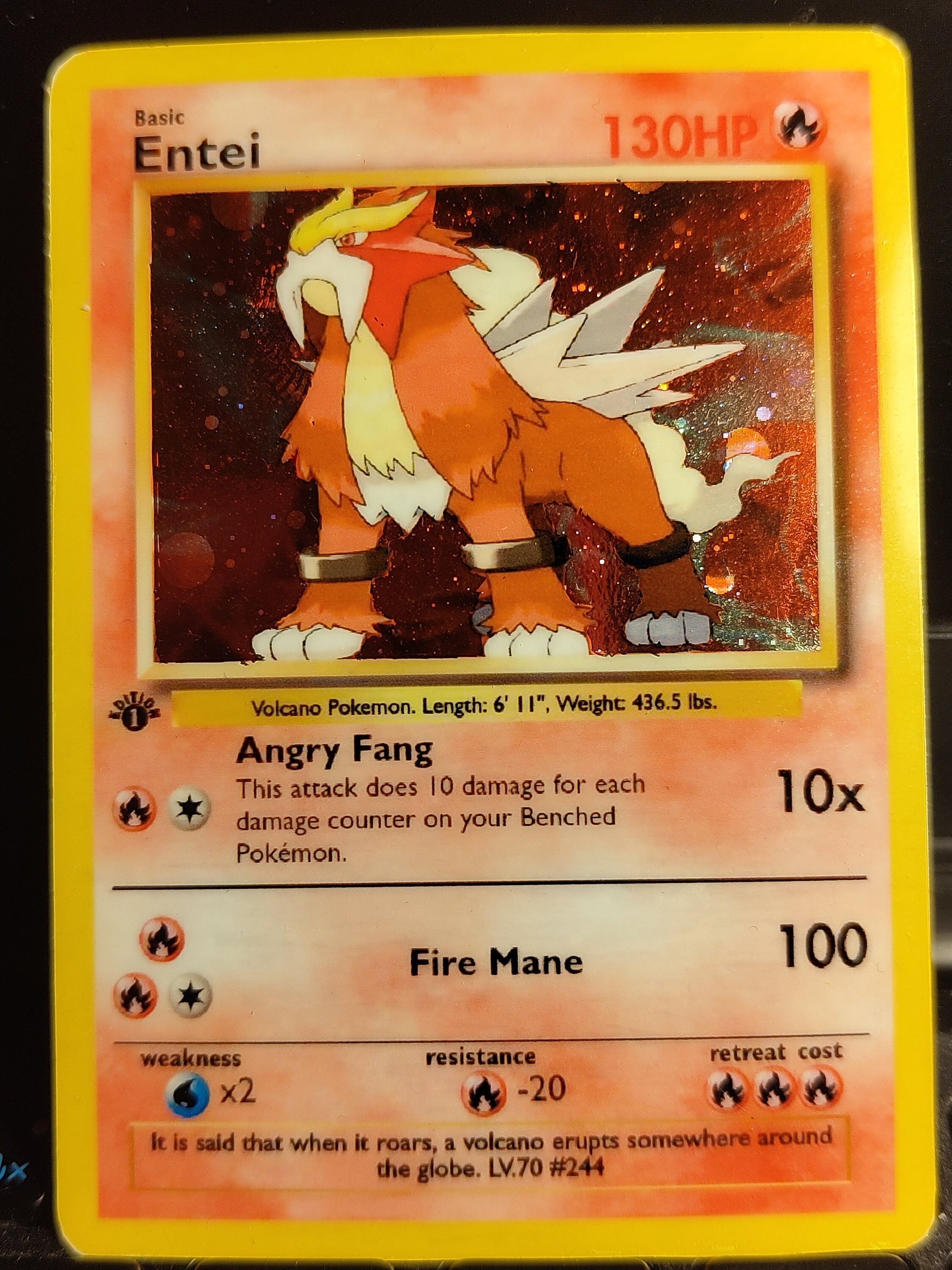 Entei Custom Pokémon Card Base Set Style - Etsy