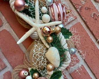 Sea Shell Christmas Wreath-sea Shell Tear Drop Swag-beach Christmas ...