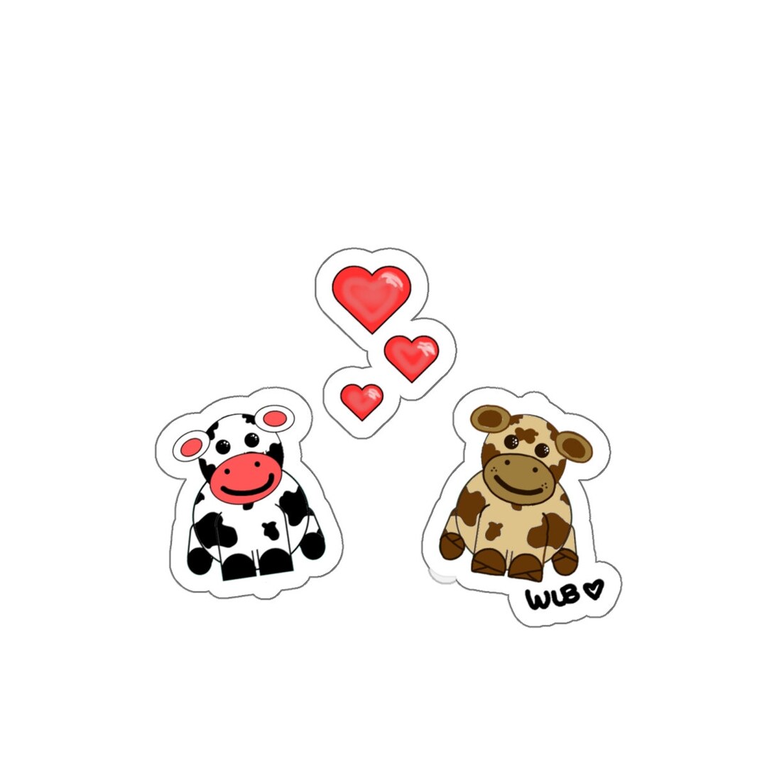 Cute Cow Couple Brown and White Cow Kiss-cut Sticker - Etsy