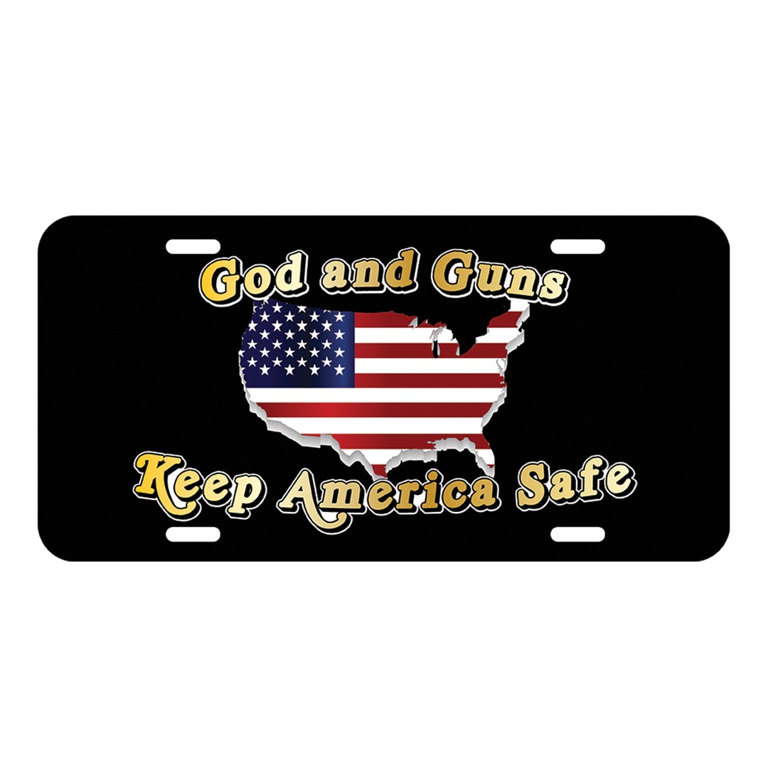 American Flag God and Guns Front License Plate Patriotic Christian Car ...