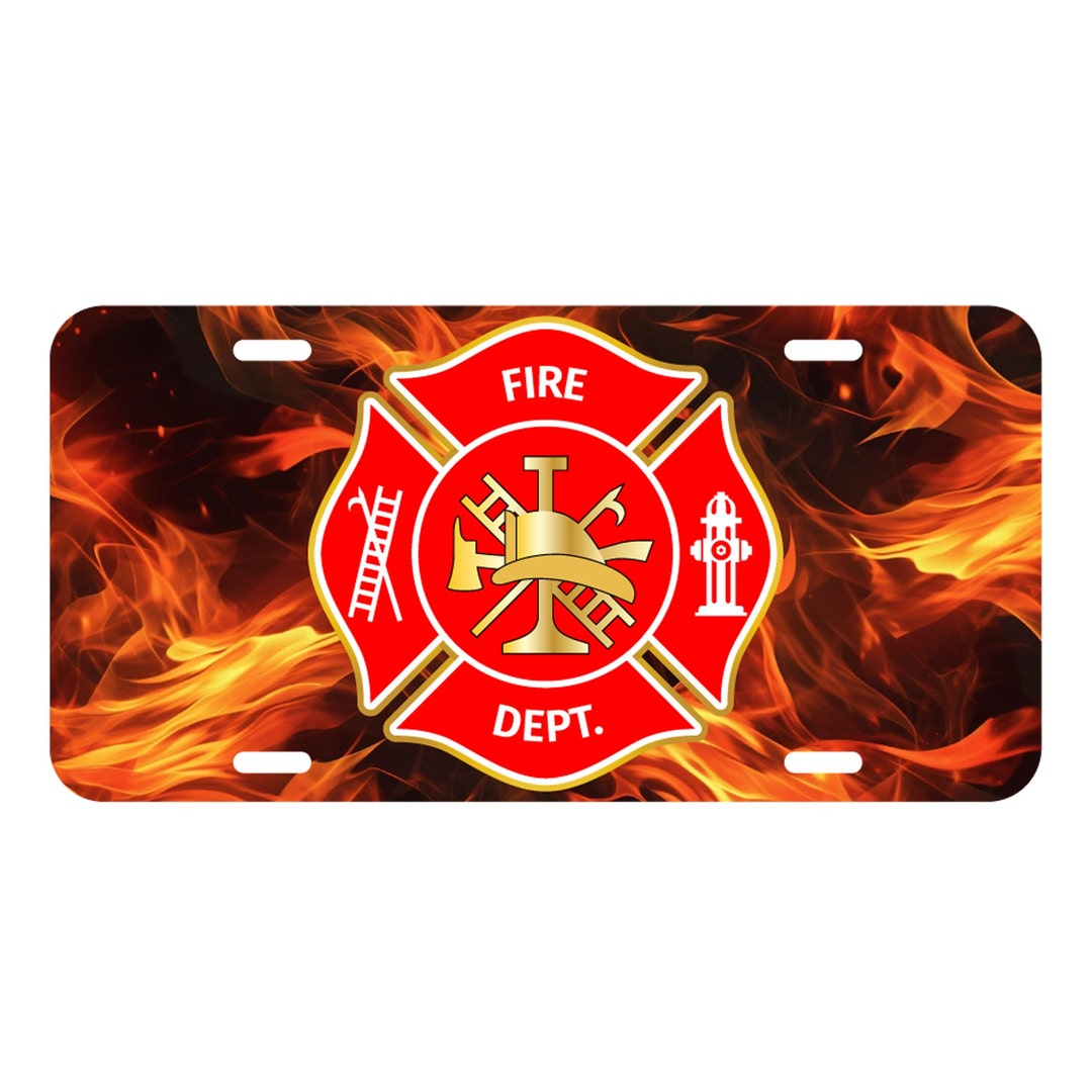 Fire Department Emblem Front License Plate First Responder Inspired Car ...