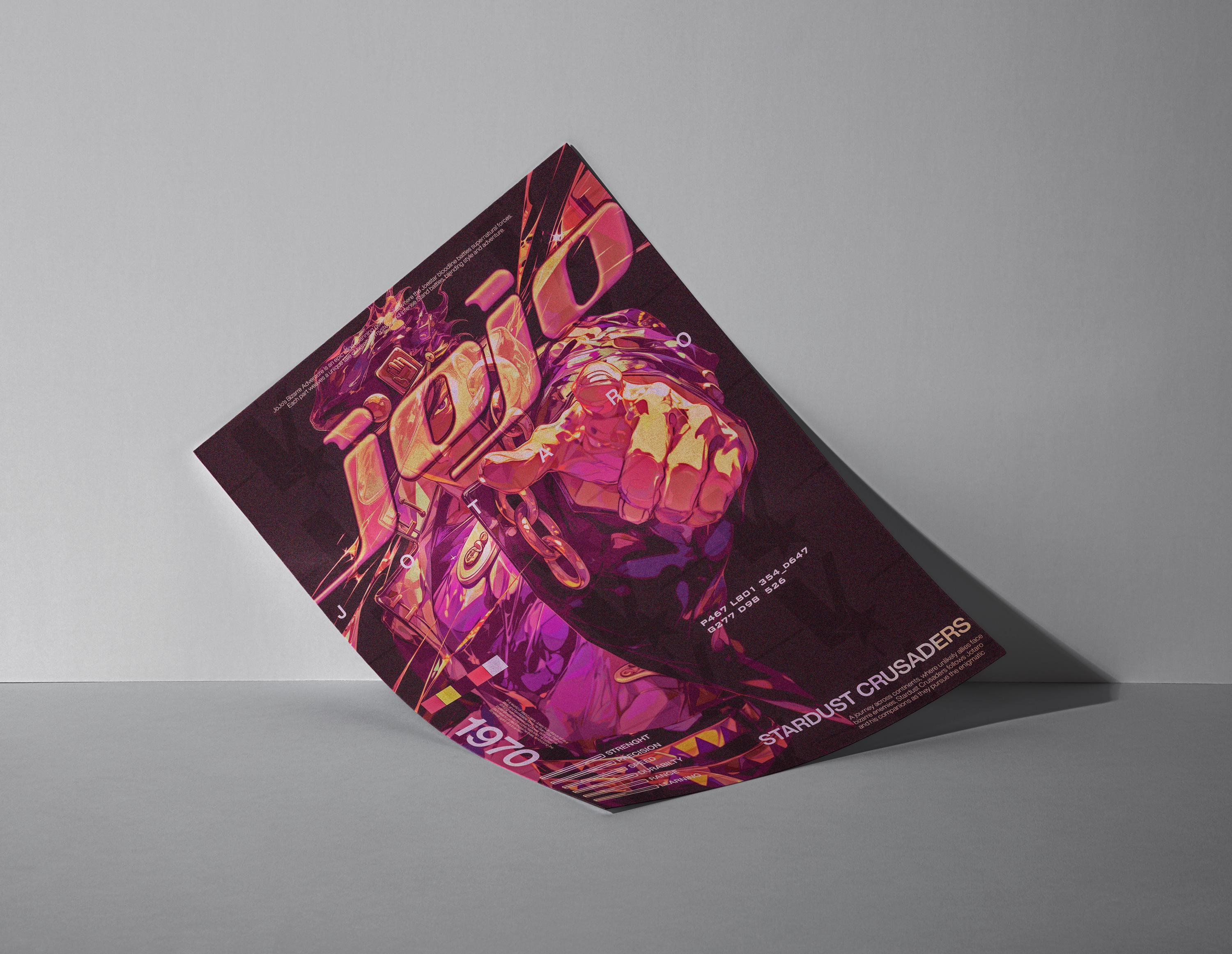 Jojo's Bizarre Adventure Jotaro Poster Stardust Crusaders Anime Art ...