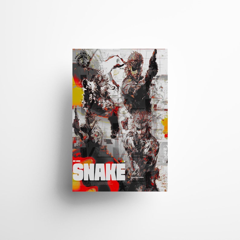 Metal Gear Solid Snake Poster Big Boss Peace Walker Art Retro Gaming ...