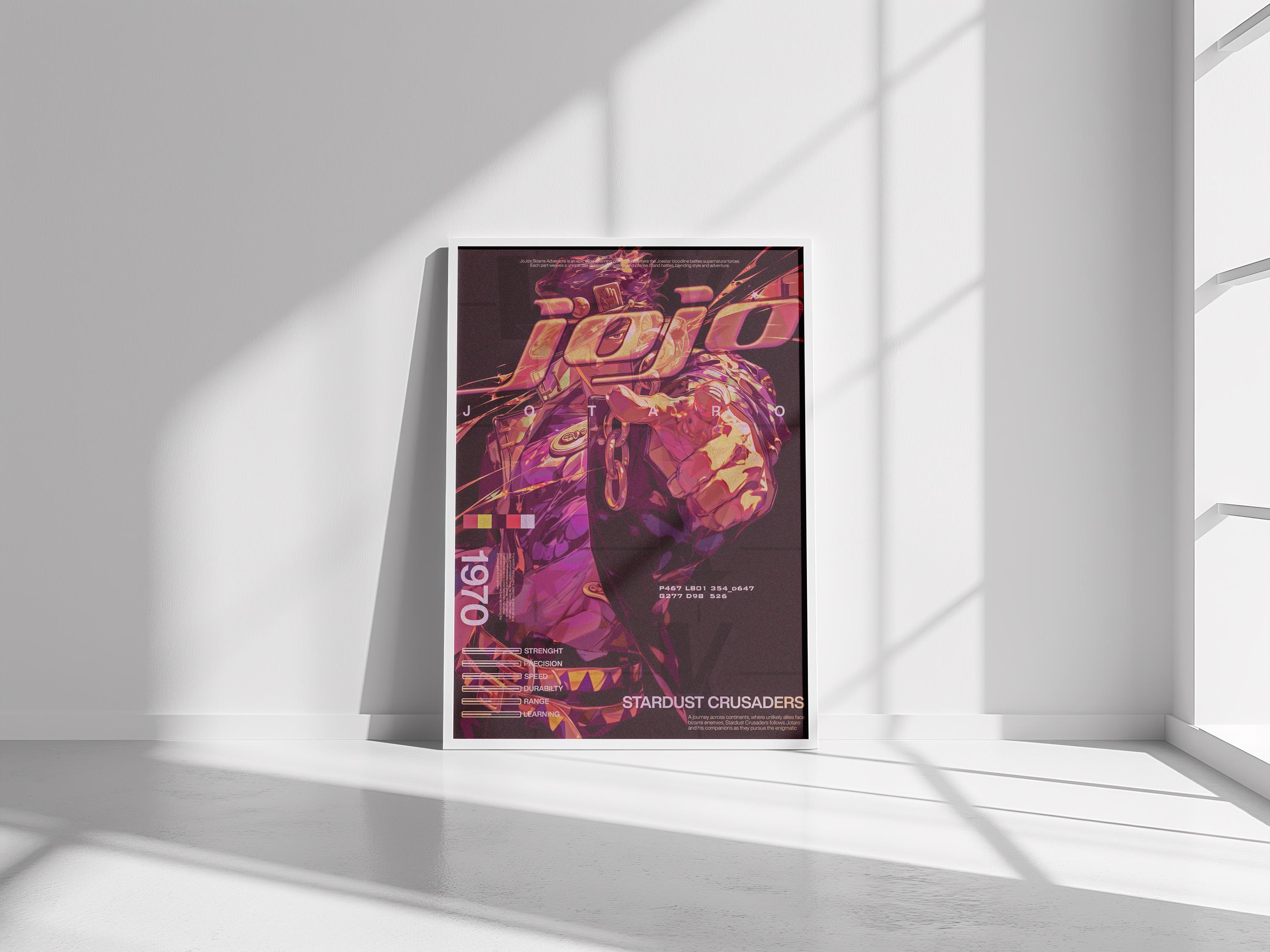Jojo's Bizarre Adventure Jotaro Poster Stardust Crusaders Anime Art ...