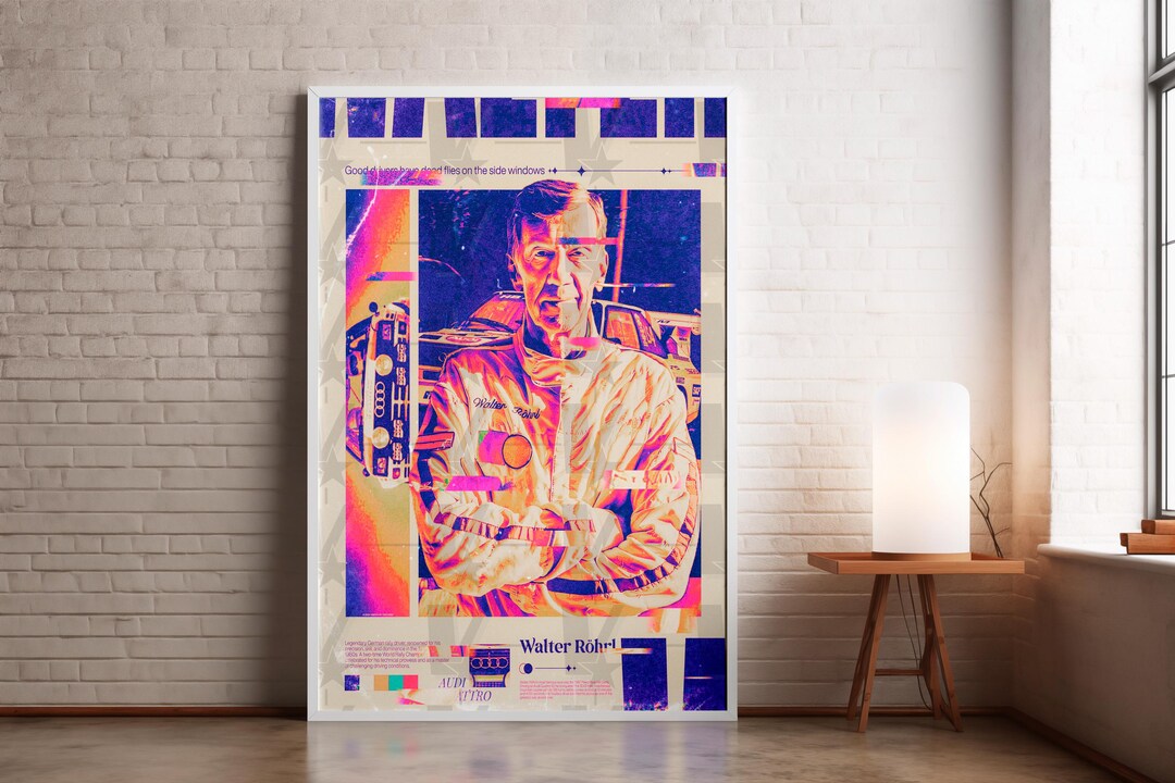 Walter Röhrl Poster Neon Glitch Artwork by the Legendary Rally Driver ...