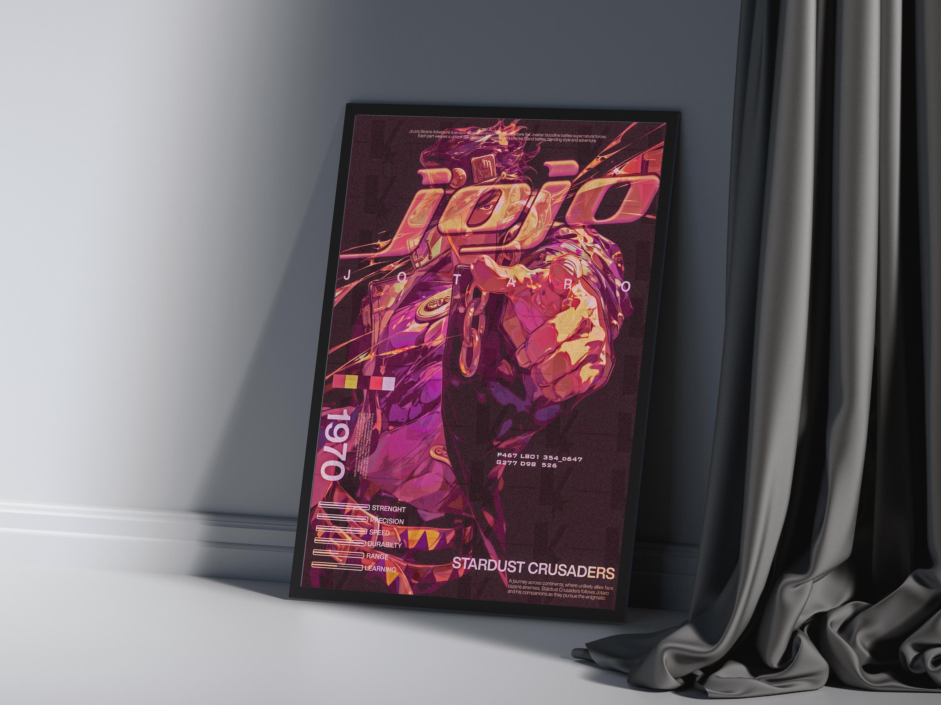 Jojo's Bizarre Adventure Jotaro Poster Stardust Crusaders Anime Art ...