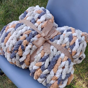 Calico Chunky Knit Throw - Etsy