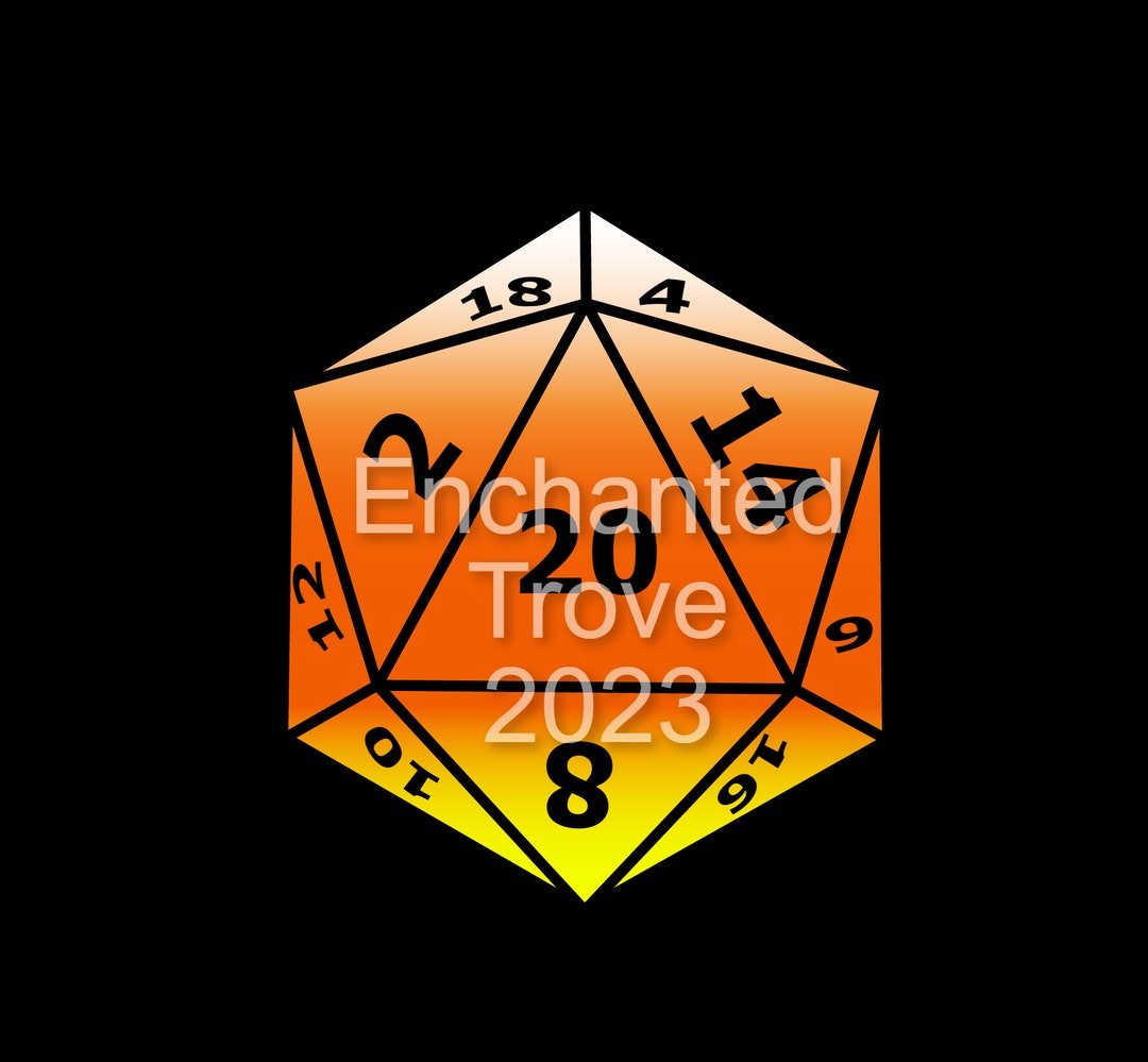 D20 Gaming Halloween Candy Corn Gradient Orange Dice Clip Art Image PNG ...
