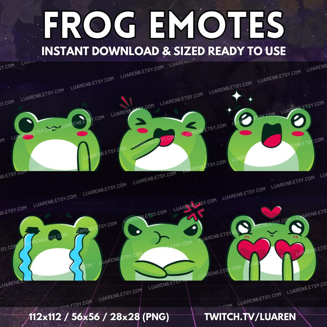 6 Set Frog Emotes (A) / Stream Badges | Twitch Youtube Discord Kick ...