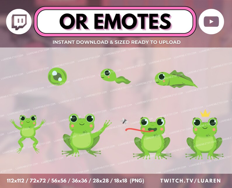 Frog Emotes | Twitch, Youtube, Discord, Kick (digital Download) - Etsy