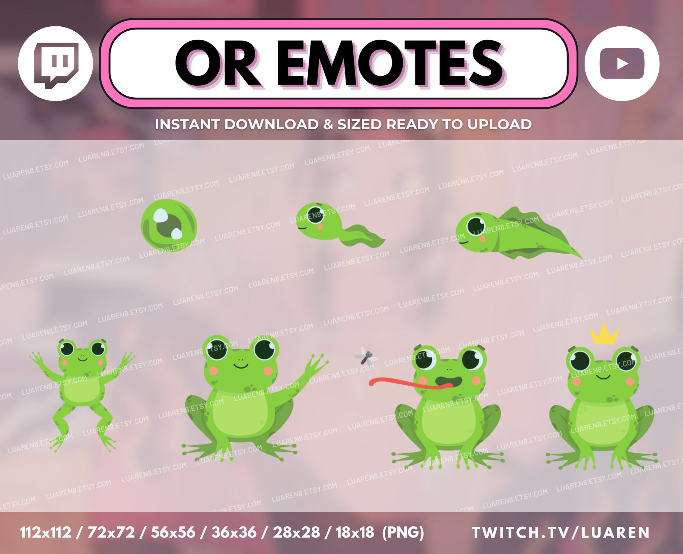 7 Set Frog Emotes OR Sub Badges B / Stream on Twitch Youtube - Etsy