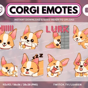 7 Set Corgi Emotes / Stream Badges | Twitch Youtube Discord Kick ...