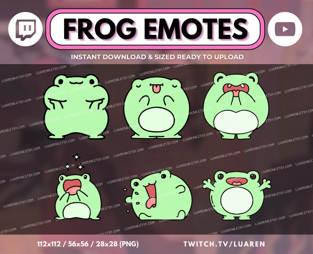 6 Set Frog Emotes C / Stream Badges Twitch Youtube Discord - Etsy