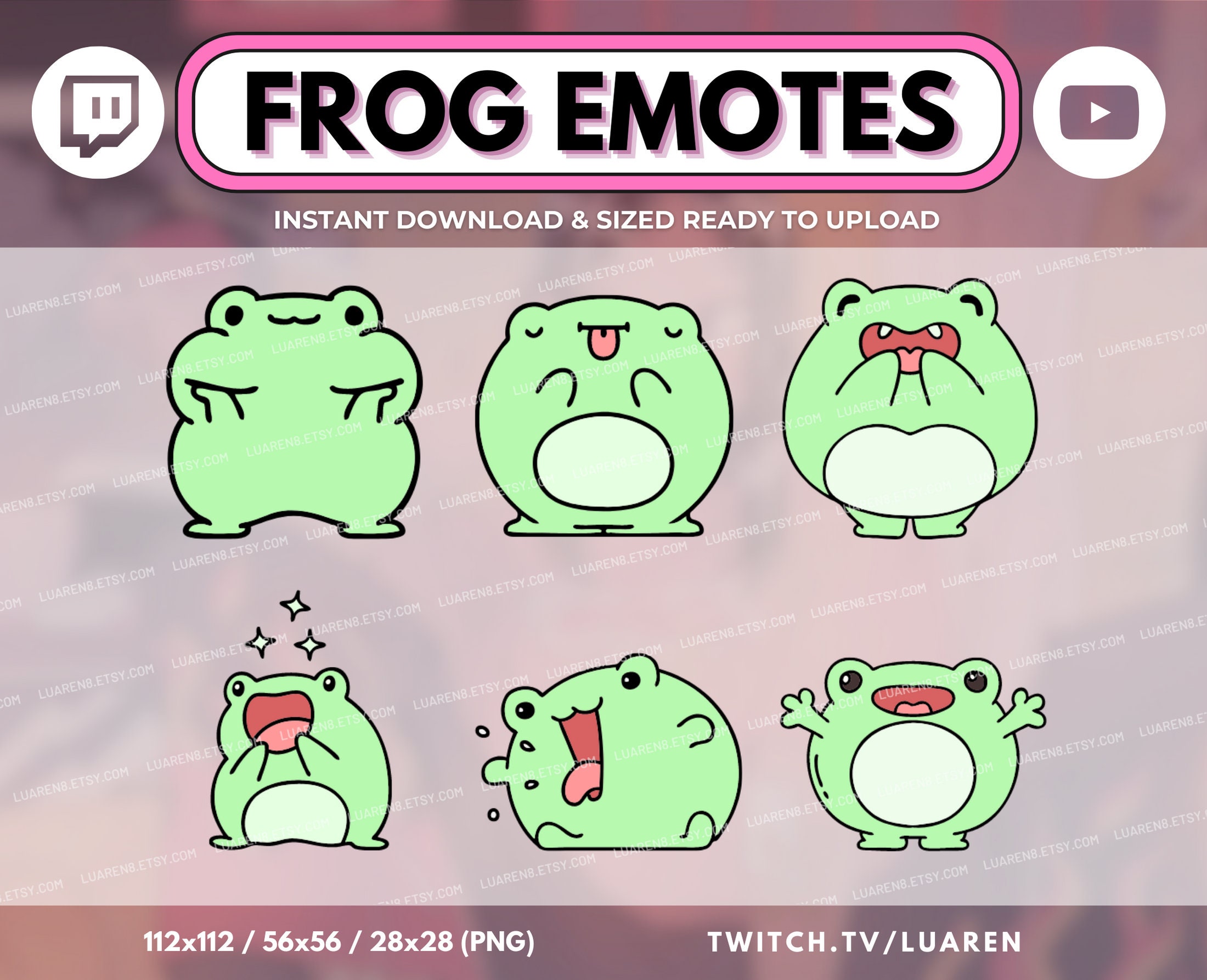6 Set Frog Emotes (C) / Stream Badges | Twitch Youtube Discord Kick ...