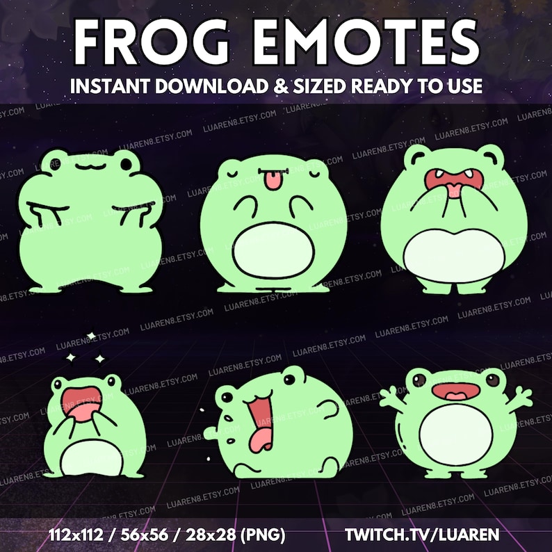 6 Set Frog Emotes (C) / Stream Badges | Twitch Youtube Discord Kick ...