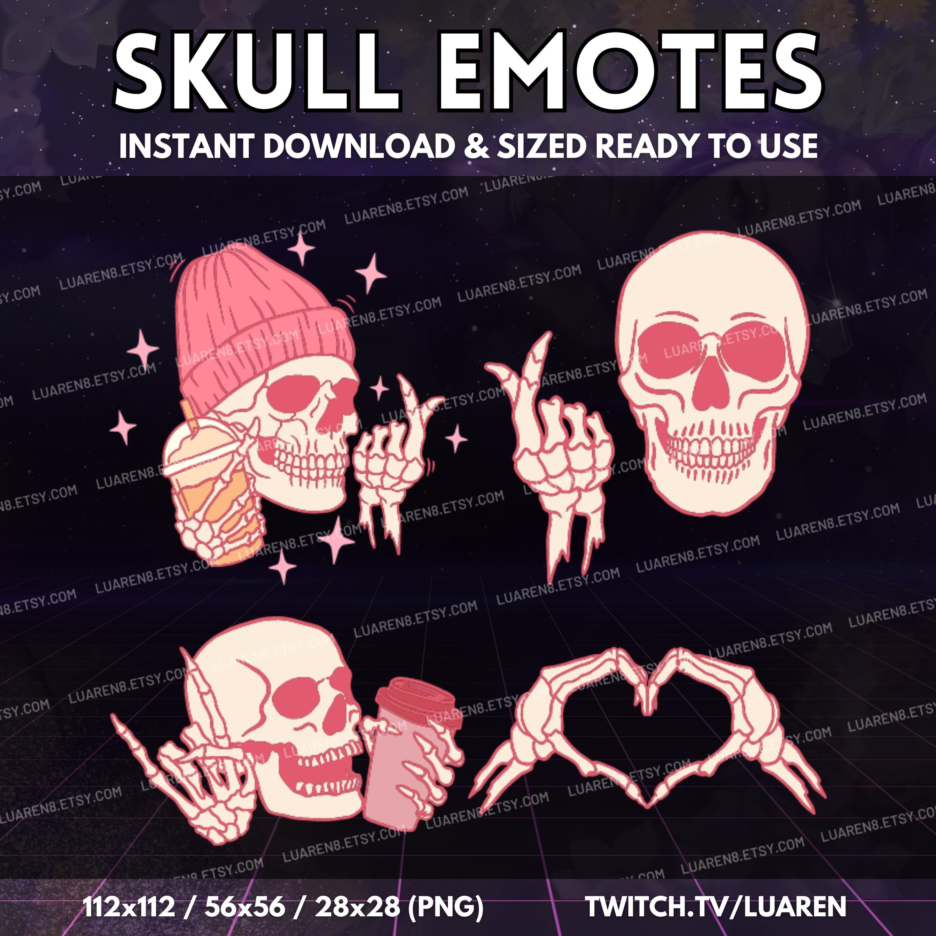 4 Set Skeleton Emotes / Stream Badges | Twitch Youtube Discord Kick ...
