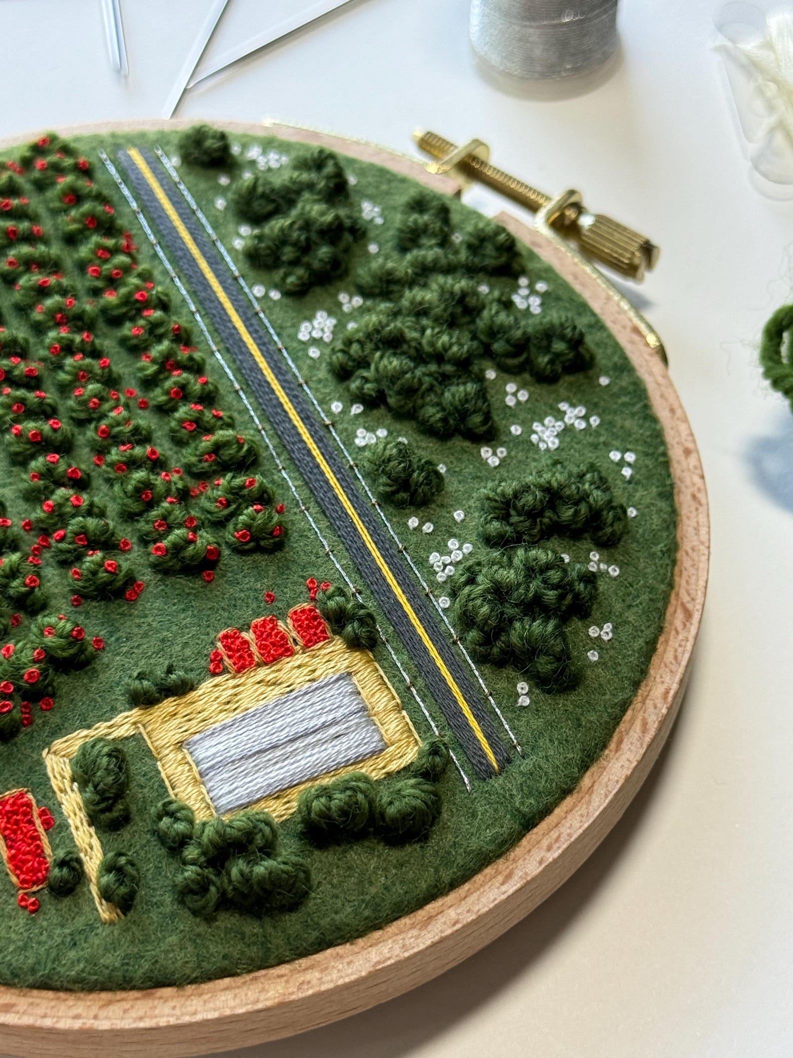 Apple Farm Orchard Aerial Landscape Embroider - Hand Stitched ...