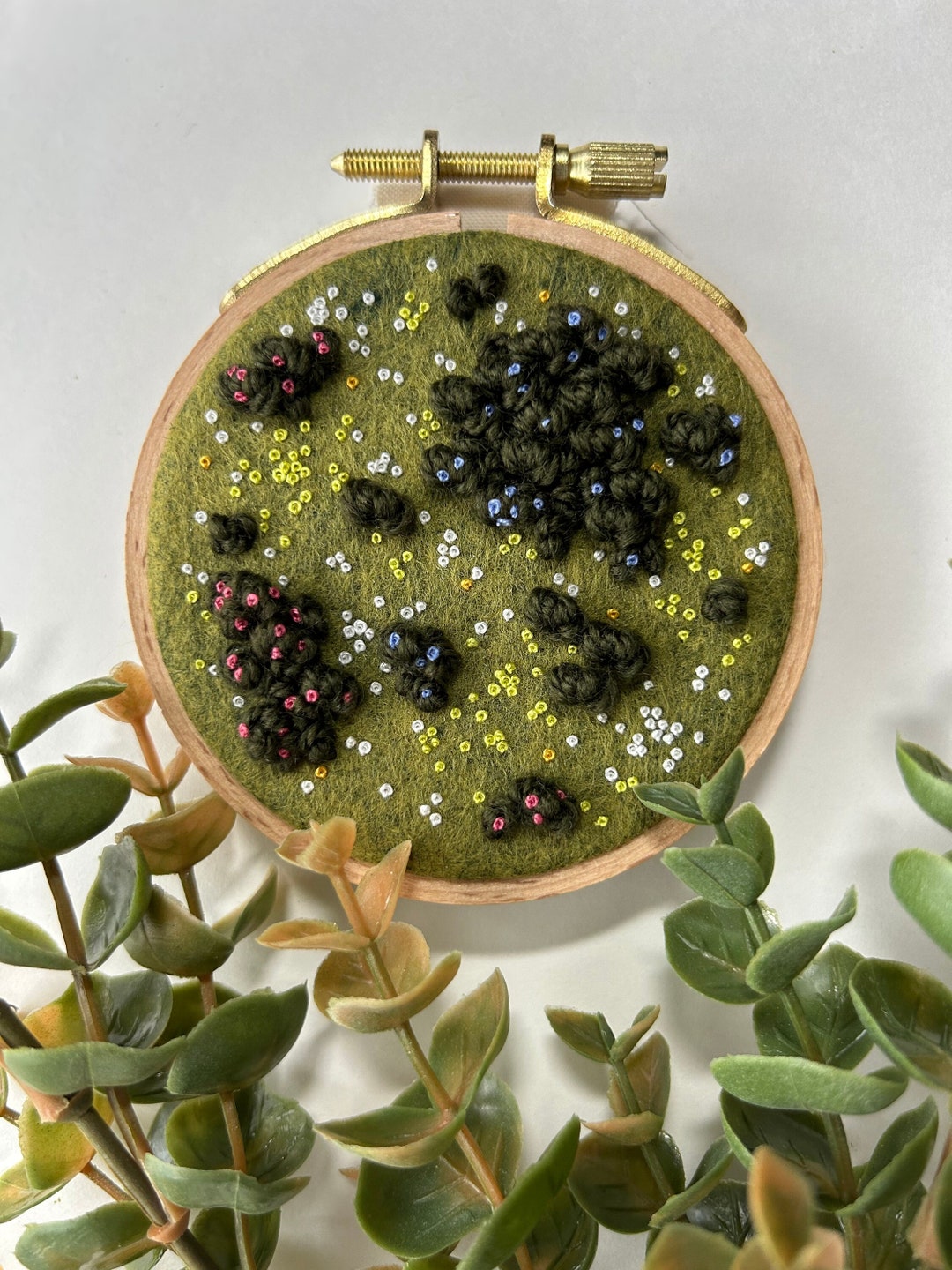 Field of Rose Bushes Surrounded by Flowers Aerial Landscape Embroidery ...