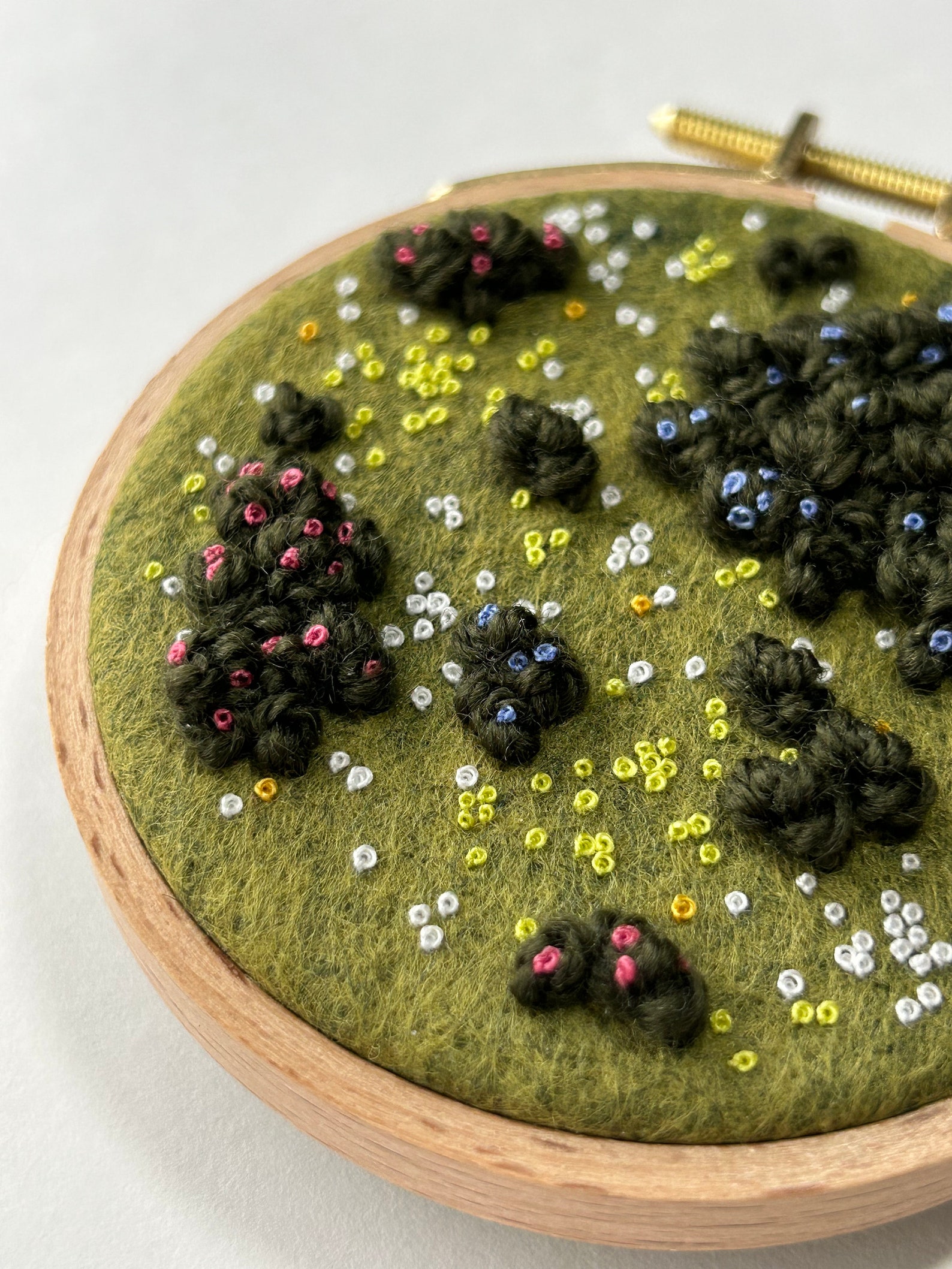 Field of Rose Bushes Surrounded by Flowers Aerial Landscape Embroidery ...