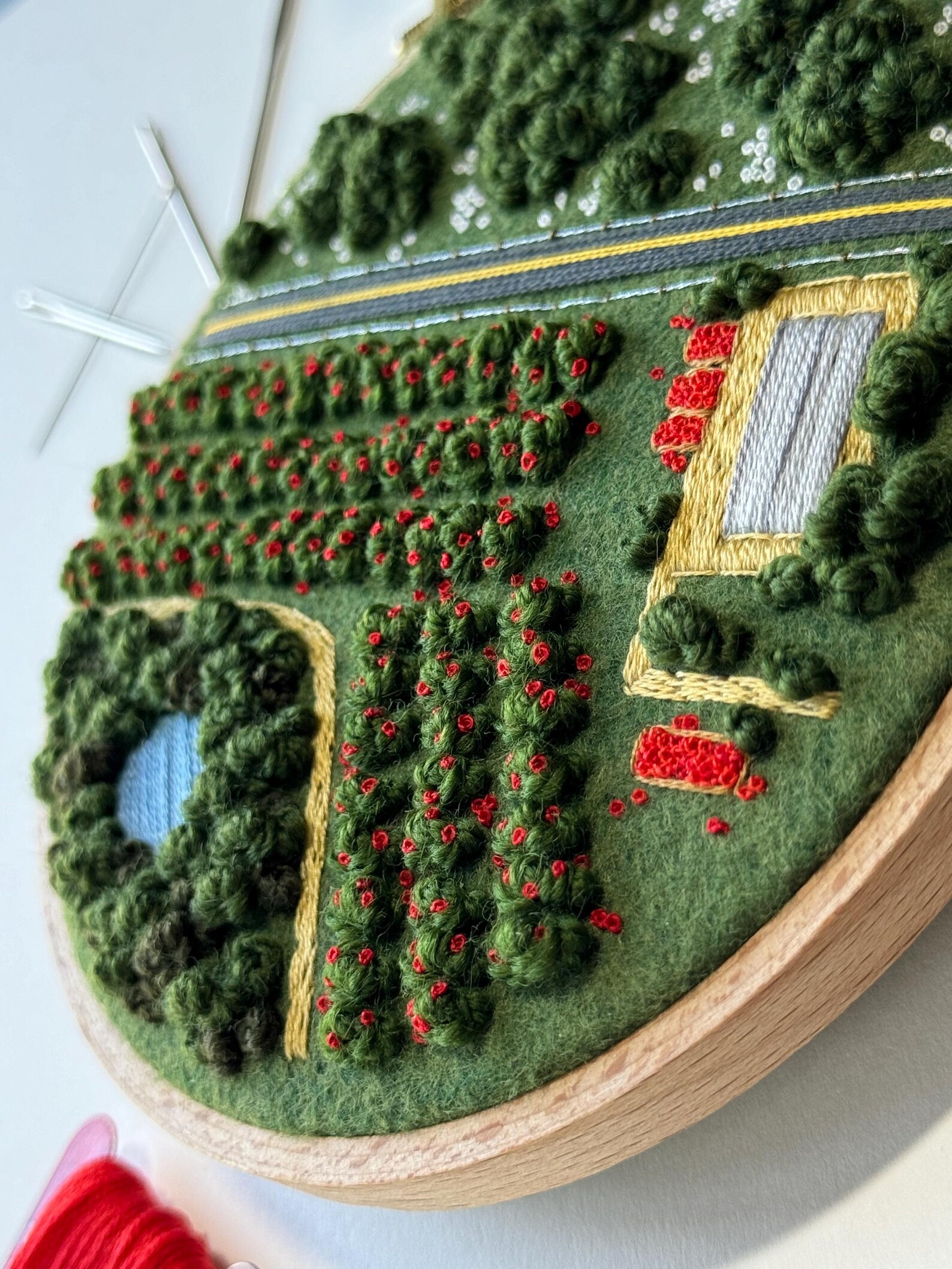 Apple Farm Orchard Aerial Landscape Embroider - Hand Stitched ...