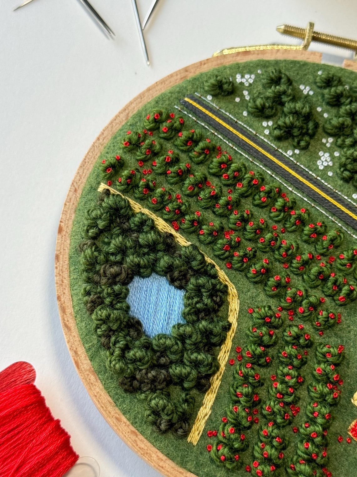 Apple Farm Orchard Aerial Landscape Embroider - Hand Stitched ...