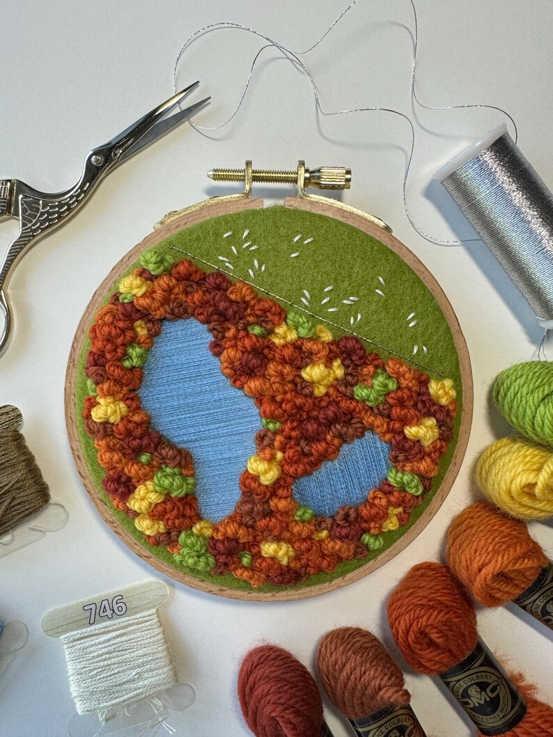 Sheep Field Fall Farmland Aerial Landscape Embroidery - 4 Inch Hoop ...