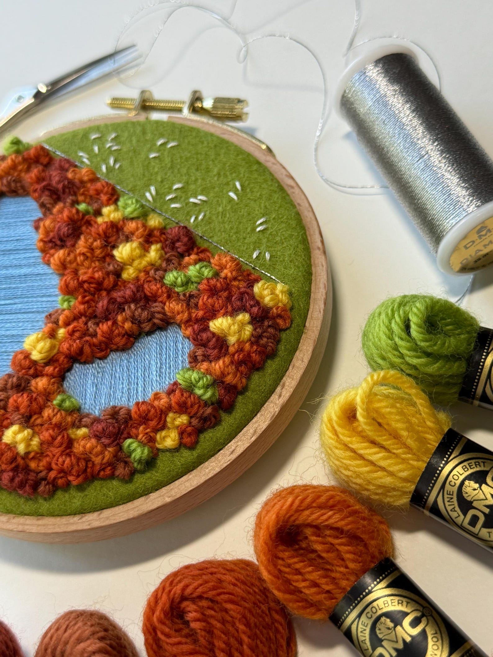Sheep Field Fall Farmland Aerial Landscape Embroidery - 4 Inch Hoop ...