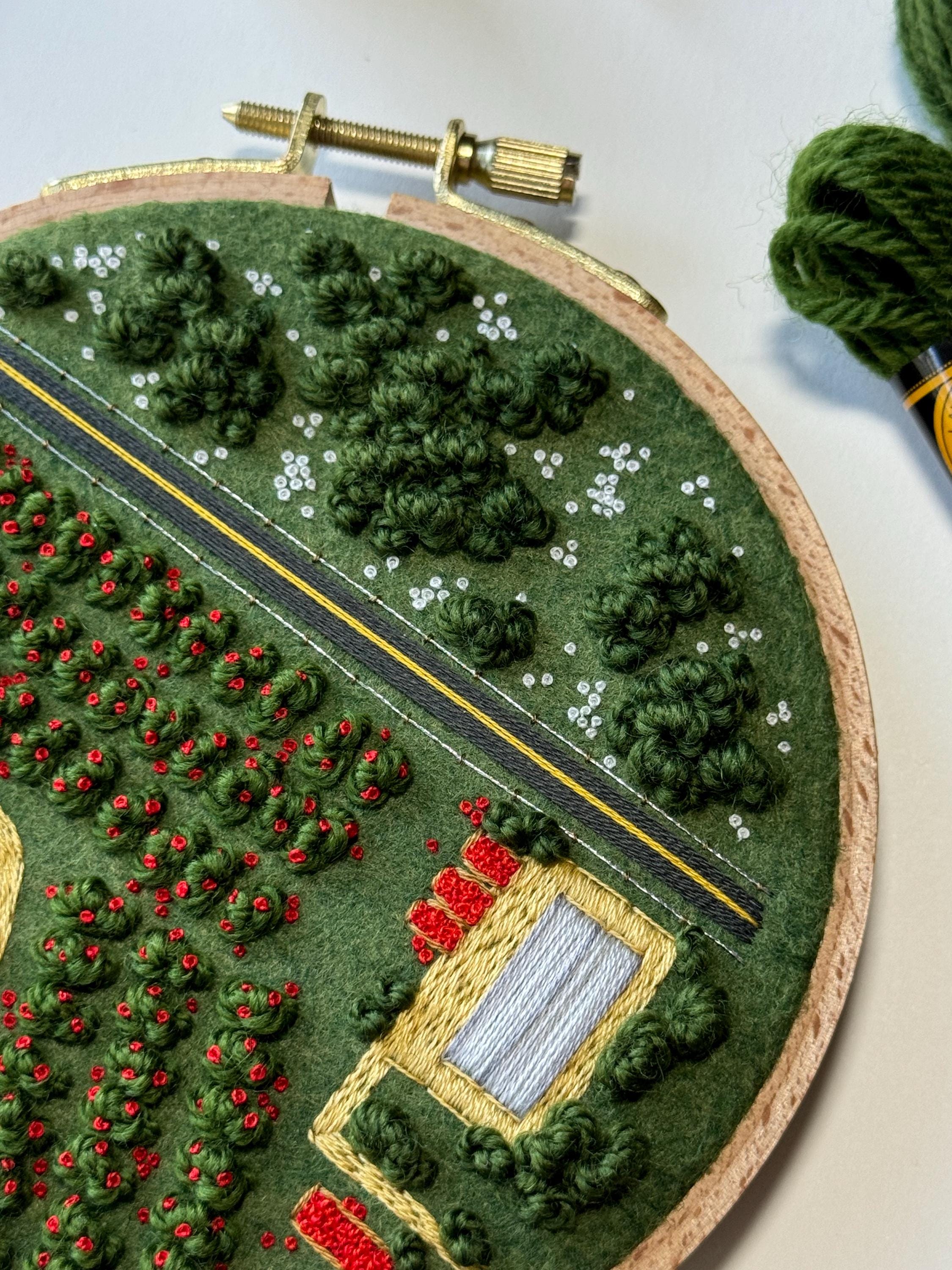 Apple Farm Orchard Aerial Landscape Embroider - Hand Stitched ...