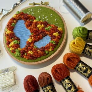 Sheep Field Fall Farmland Aerial Landscape Embroidery - 4 Inch Hoop ...