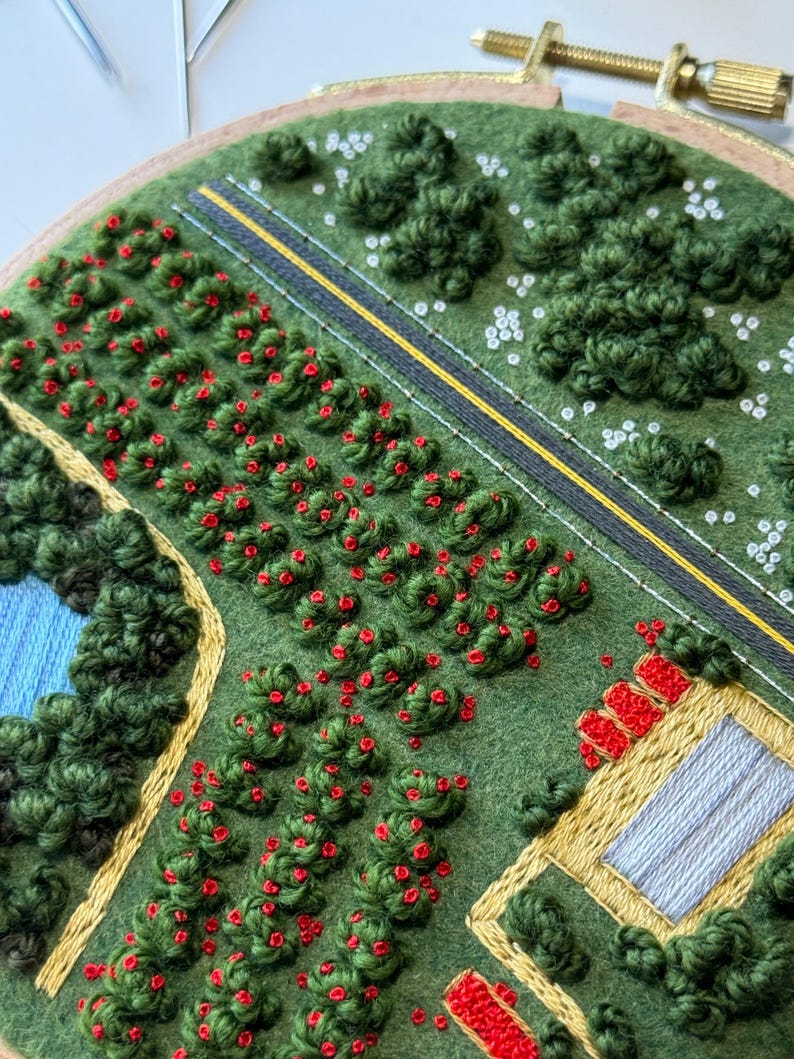Apple Farm Orchard Aerial Landscape Embroider - Hand Stitched ...