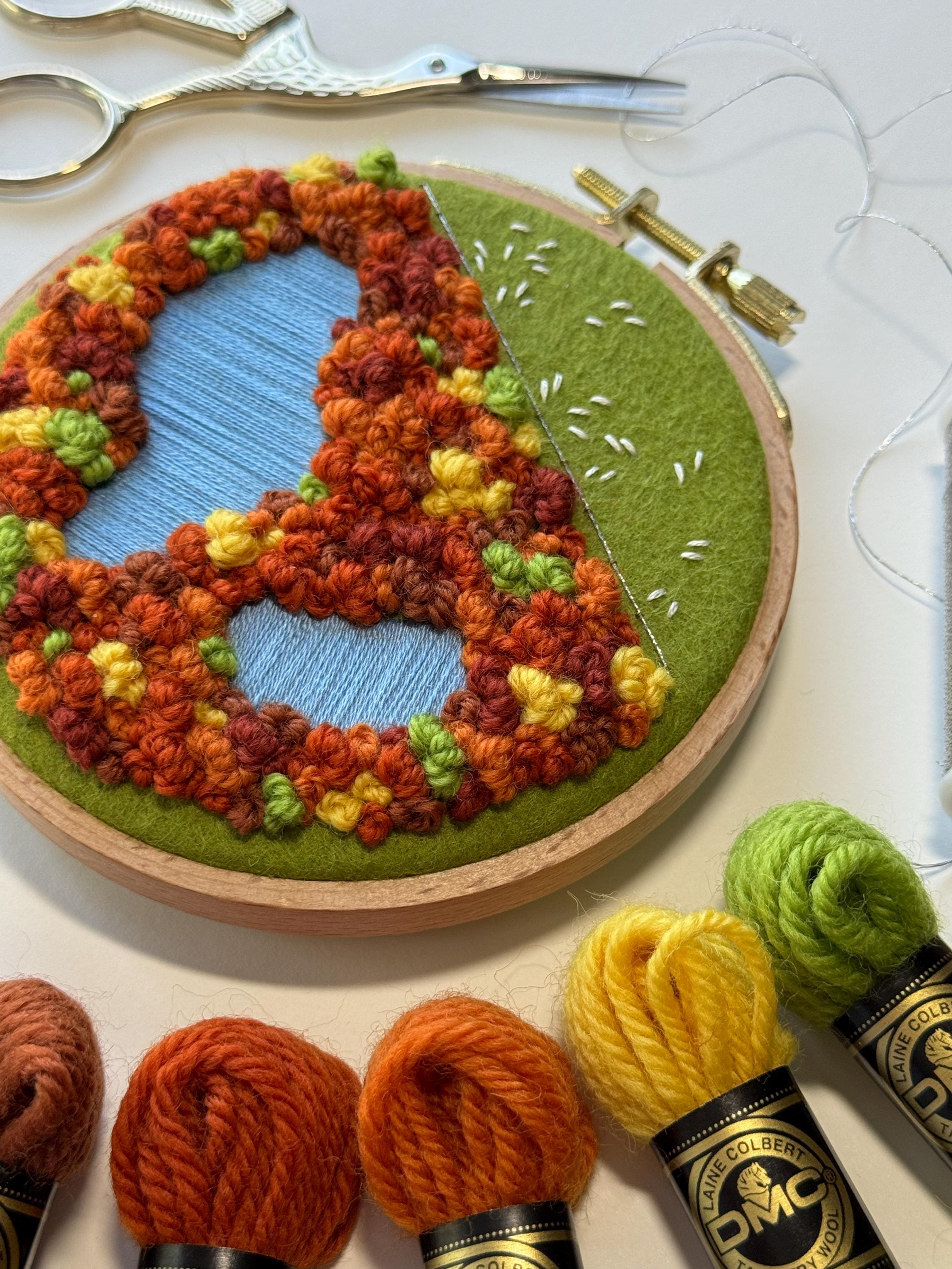 Sheep Field Fall Farmland Aerial Landscape Embroidery - 4 Inch Hoop ...
