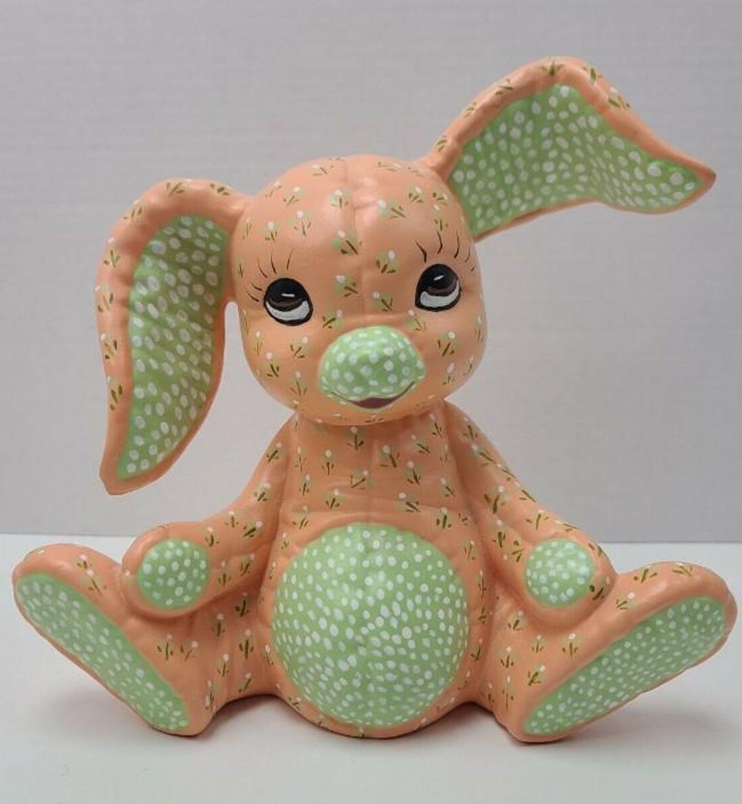 Vintage Easter Bunny Rabbit Kimple Mold Corp Hand Painted Pink Green 1985 - Etsy