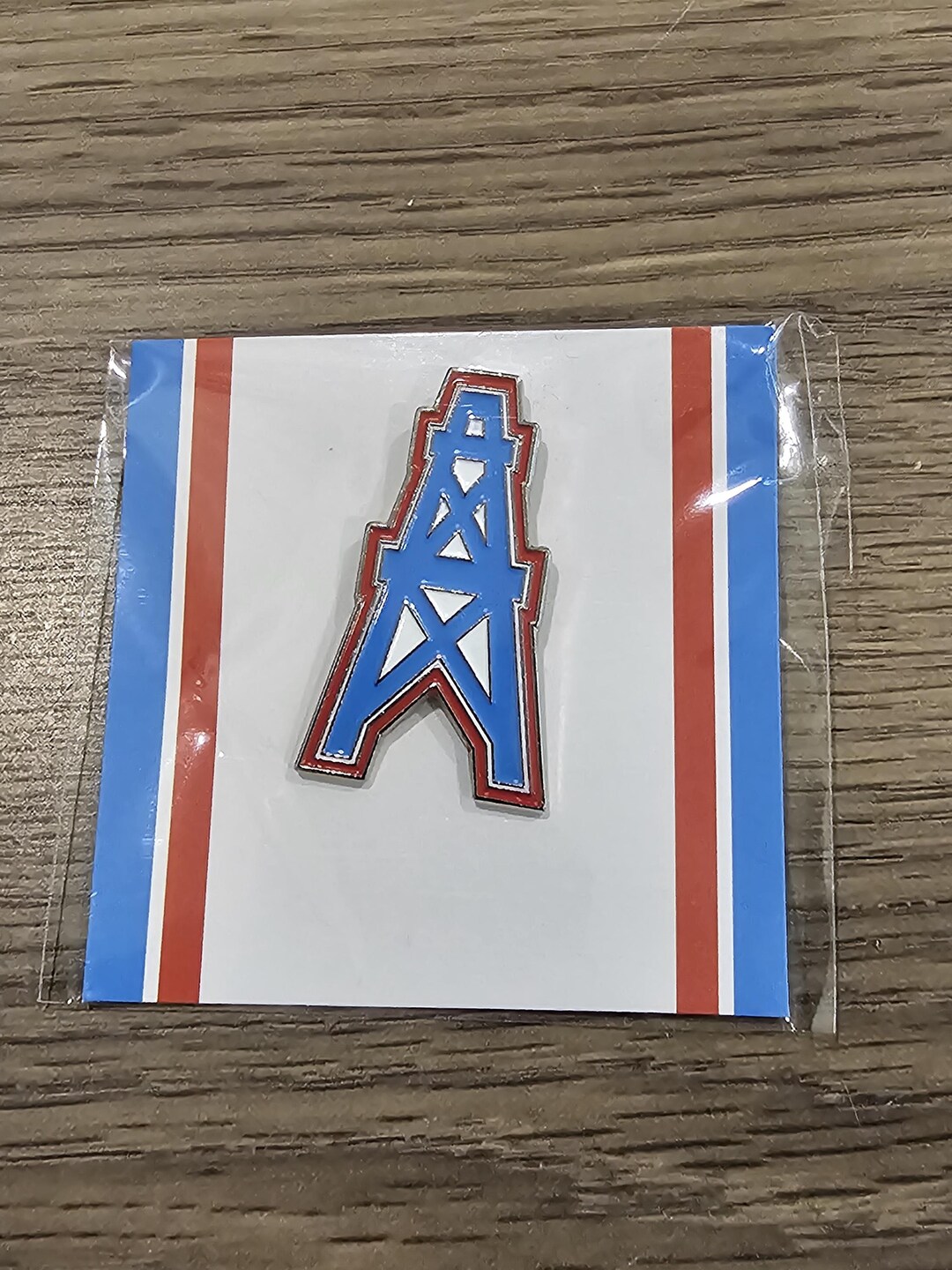 Houston Oilers 1990s Oil Derrick Blue and Red Hat Pin Lapel Tennessee ...