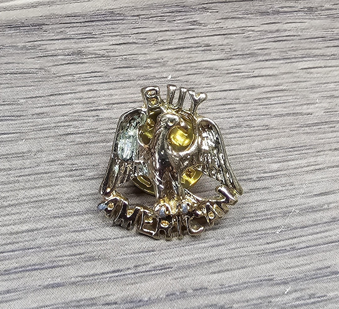 Vintage American Eagle Pin Gold Tone buy American Inscription Lapel ...