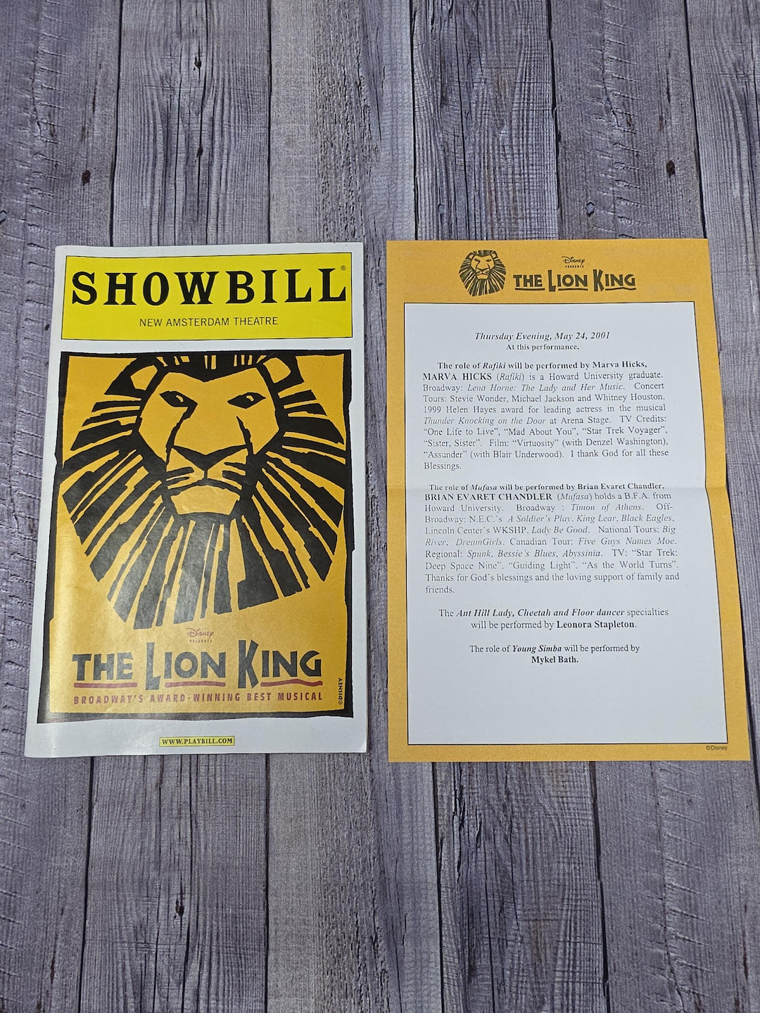 Disney the Lion King 2001 May 24 Showbill at New Amsterdam Theatre ...