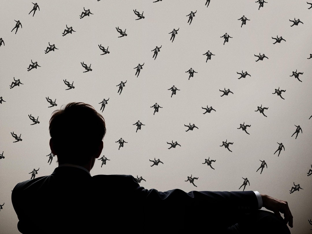 Falling Man Silhouette Pattern Wallpaper Mad Men Inspired Retro ...