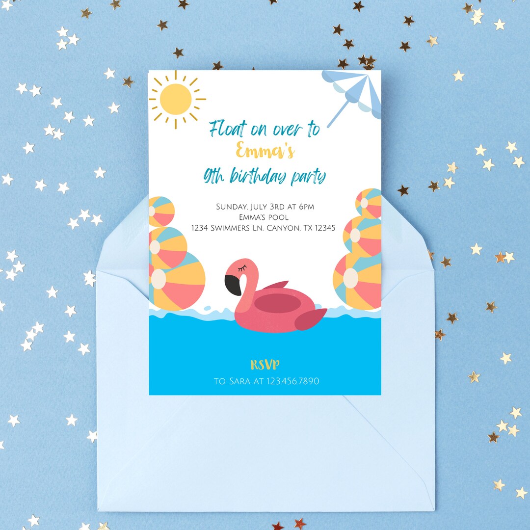 Pool Party Birthday Invitation, Digital Download Pool Party Birthday ...