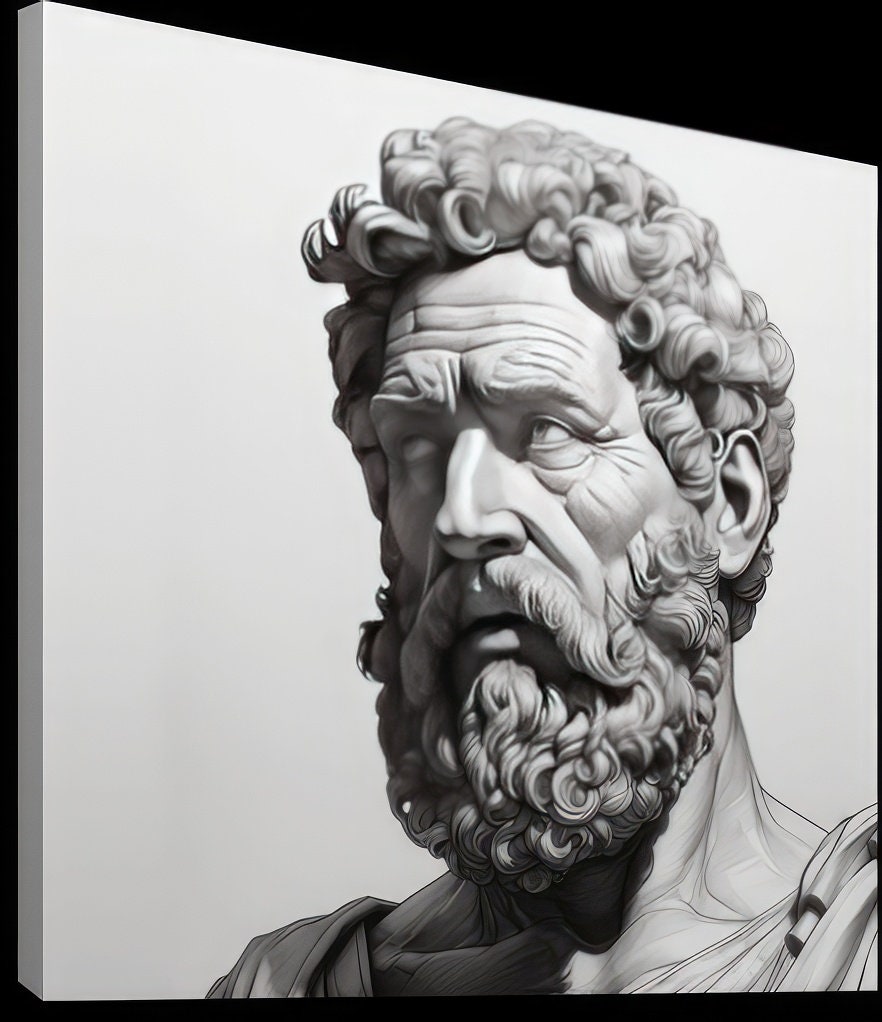 Marcus Aurelius Black and White, Stoic Poster, Stoic Prints, Stoic Art, Stoicism Poster, Stoic ...