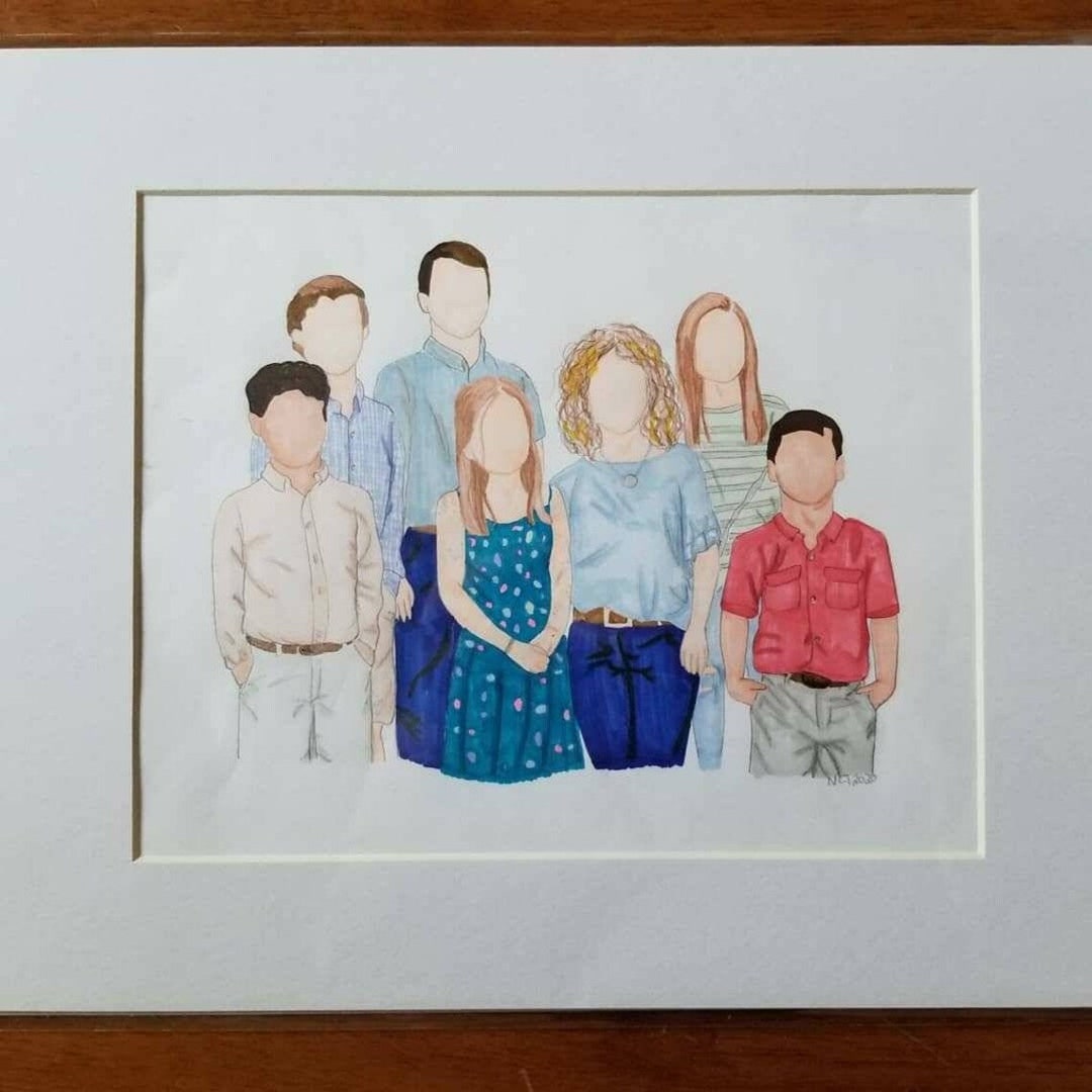 Custom Hand Drawn and Colored Family Illustration, Custom Portrait ...