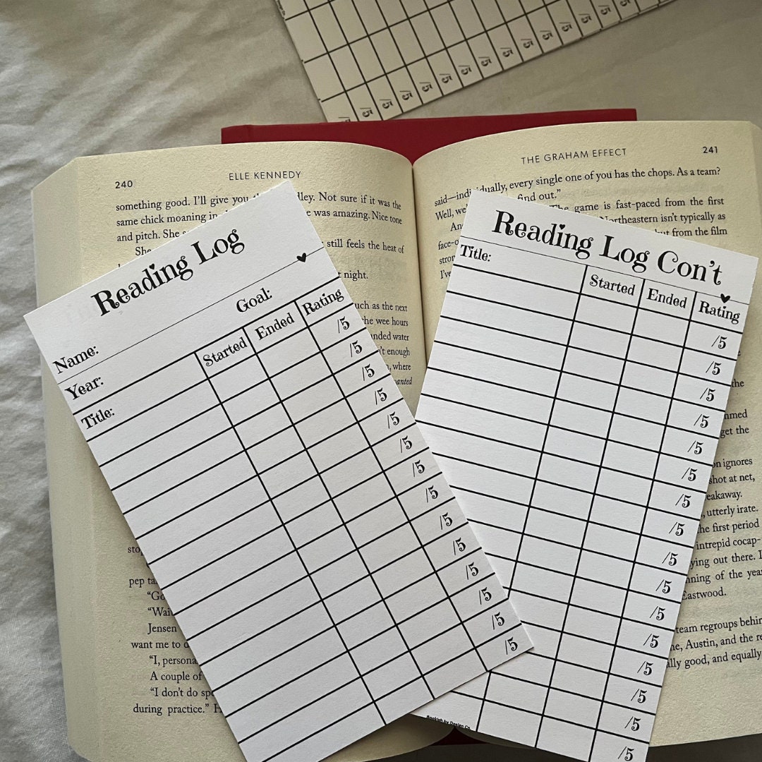 Reading Log Bookmark | Reading Tracker | Bookmark Log | Cardstock ...