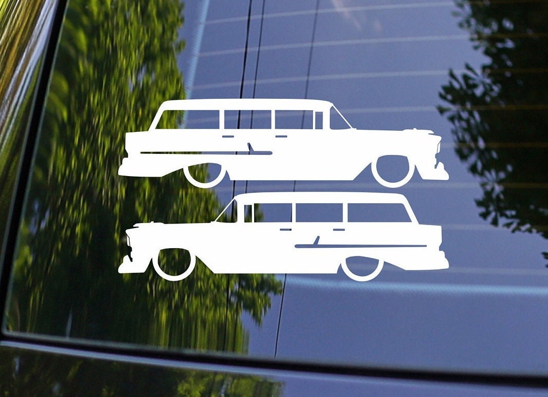 2x Lowered Car Decal Stickers for 1955 Chevrolet Bel Air 4-DOOR Station ...