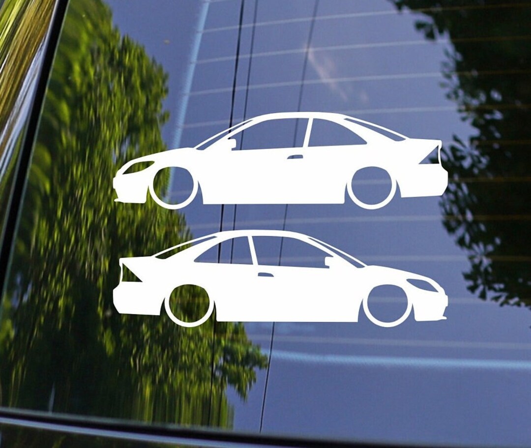 2x Lowered Car Silhouette JDM Decal Stickers for Honda Civic Coupe EM ...
