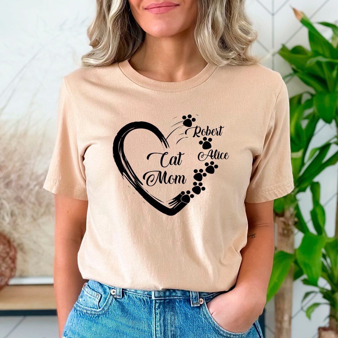 Personalized Cat Mom Shirt, Custom Cat Mom Shirt, Cat Names Shirt, Cat ...