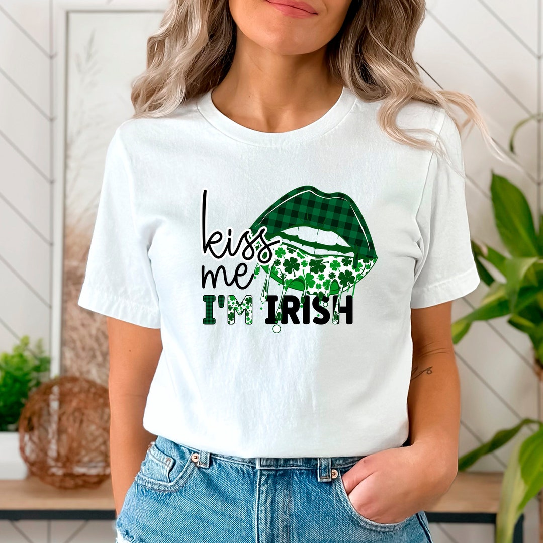 Kiss Me I'm Irish Shirt Shamrock Lips Shirt St. Patrick's Day Shirt ...