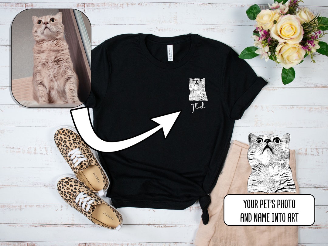 Personalized Cat Face Shirt, Custom Cat Shirt, Personalized Pet Cat ...