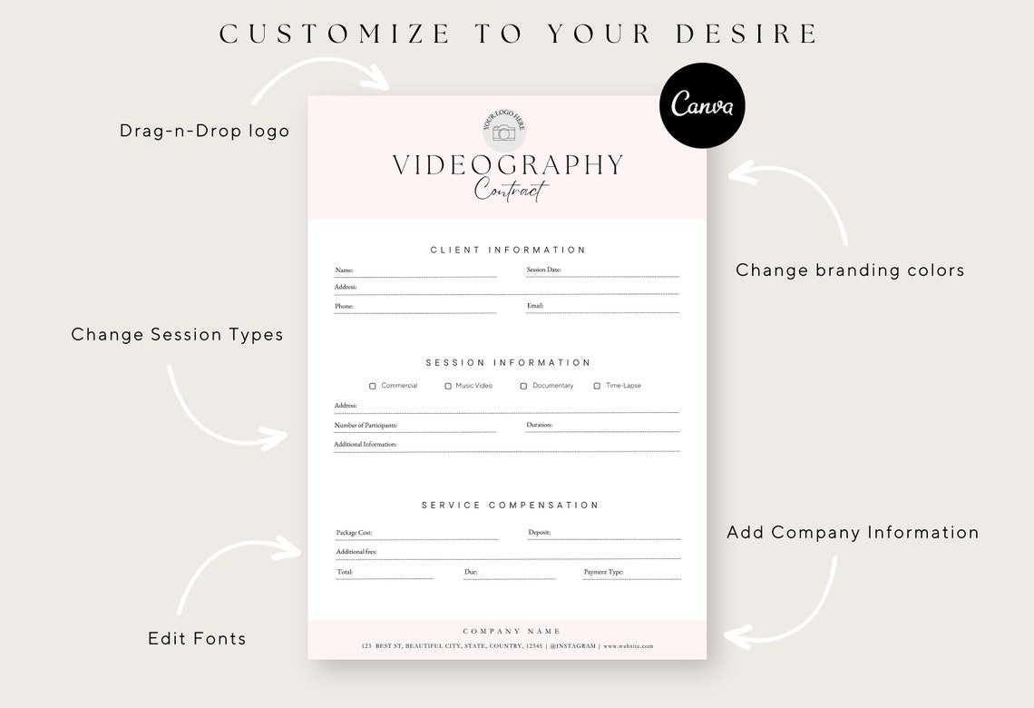 Videography Contract Template, Contract for Videographer, Canva ...
