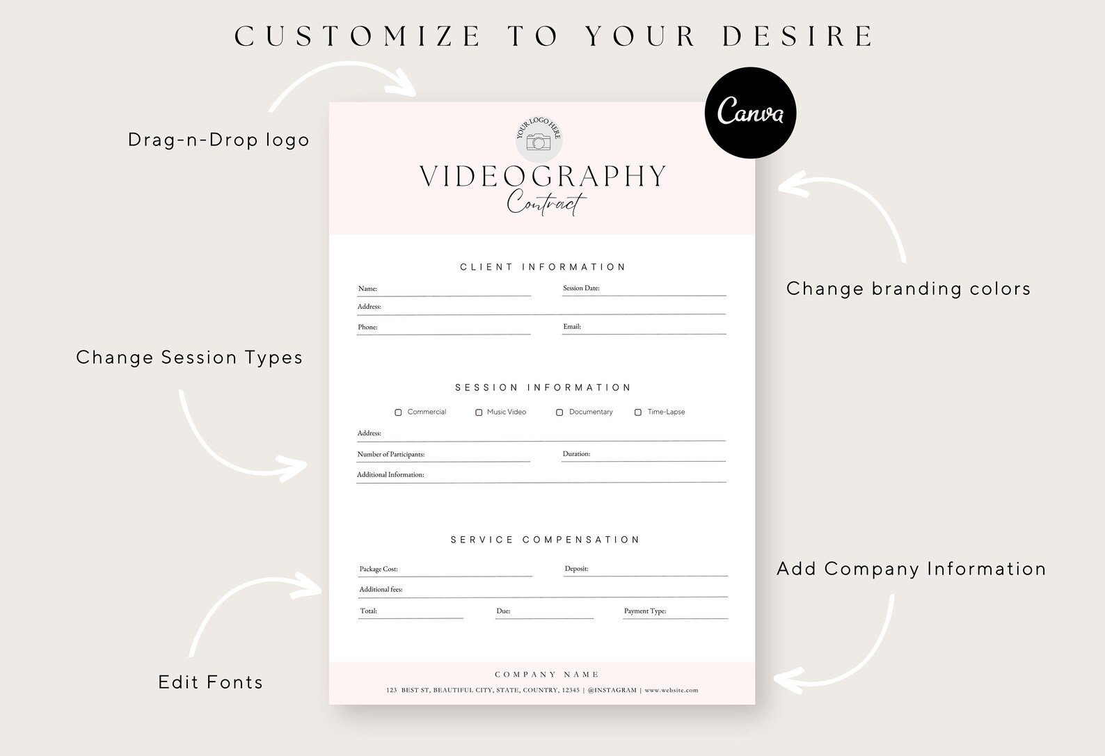 Videography Contract Template, Contract for Videographer, Canva ...