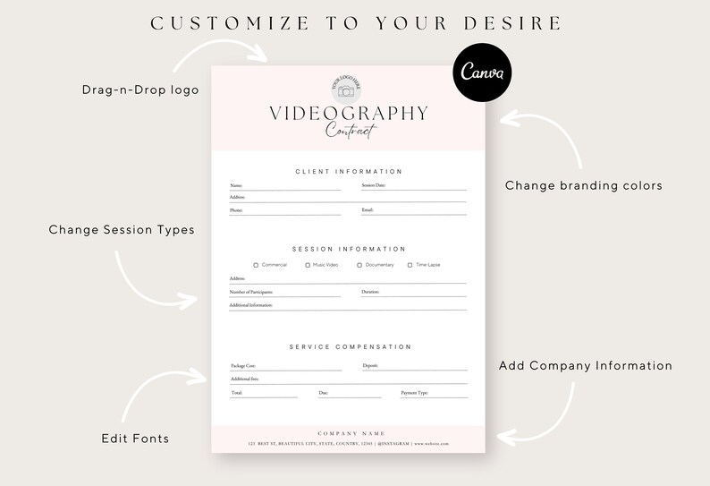 Videography Contract Template, Contract for Videographer, Canva ...