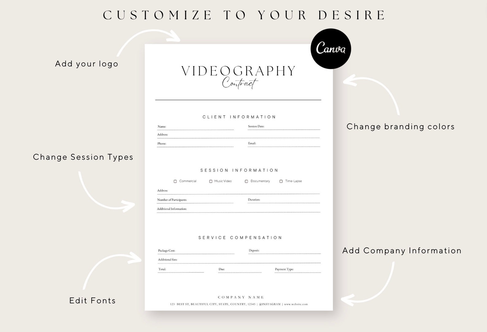 Videography Contract Template, Contract for Videographers, Canva ...