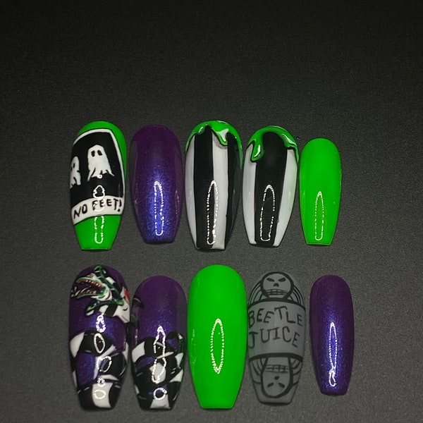 Beetlejuice Nail Art - Etsy